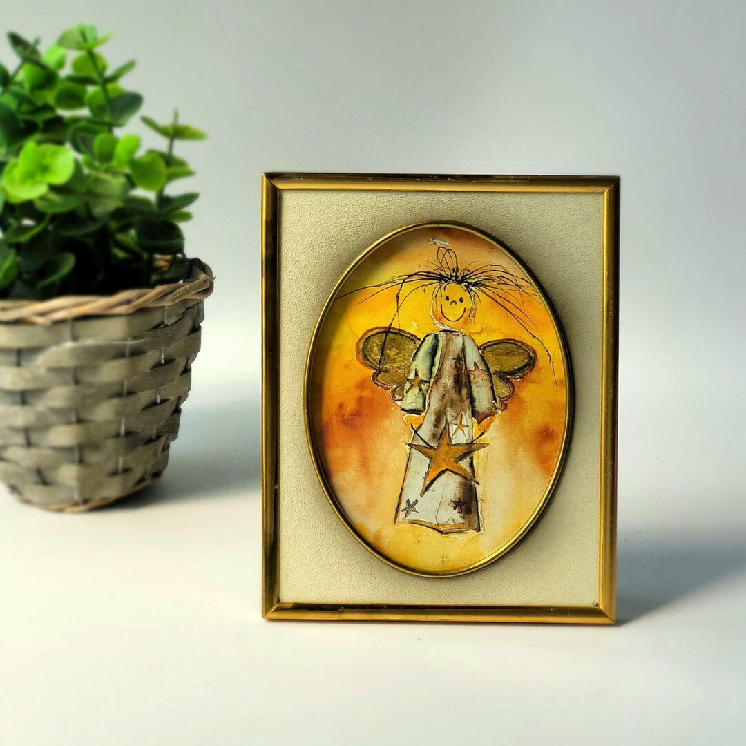 Vintage Brass Oval Frame by JYDEN Denmark – Naive Art Angel ...