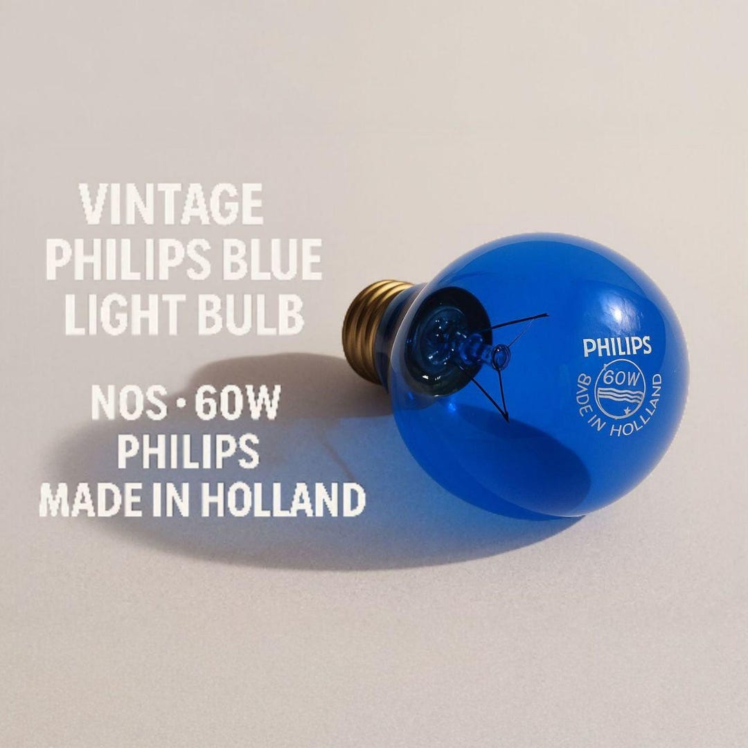 Vintage Philips Blue Light Bulb: 60W NOS, Made in Holland - Etsy