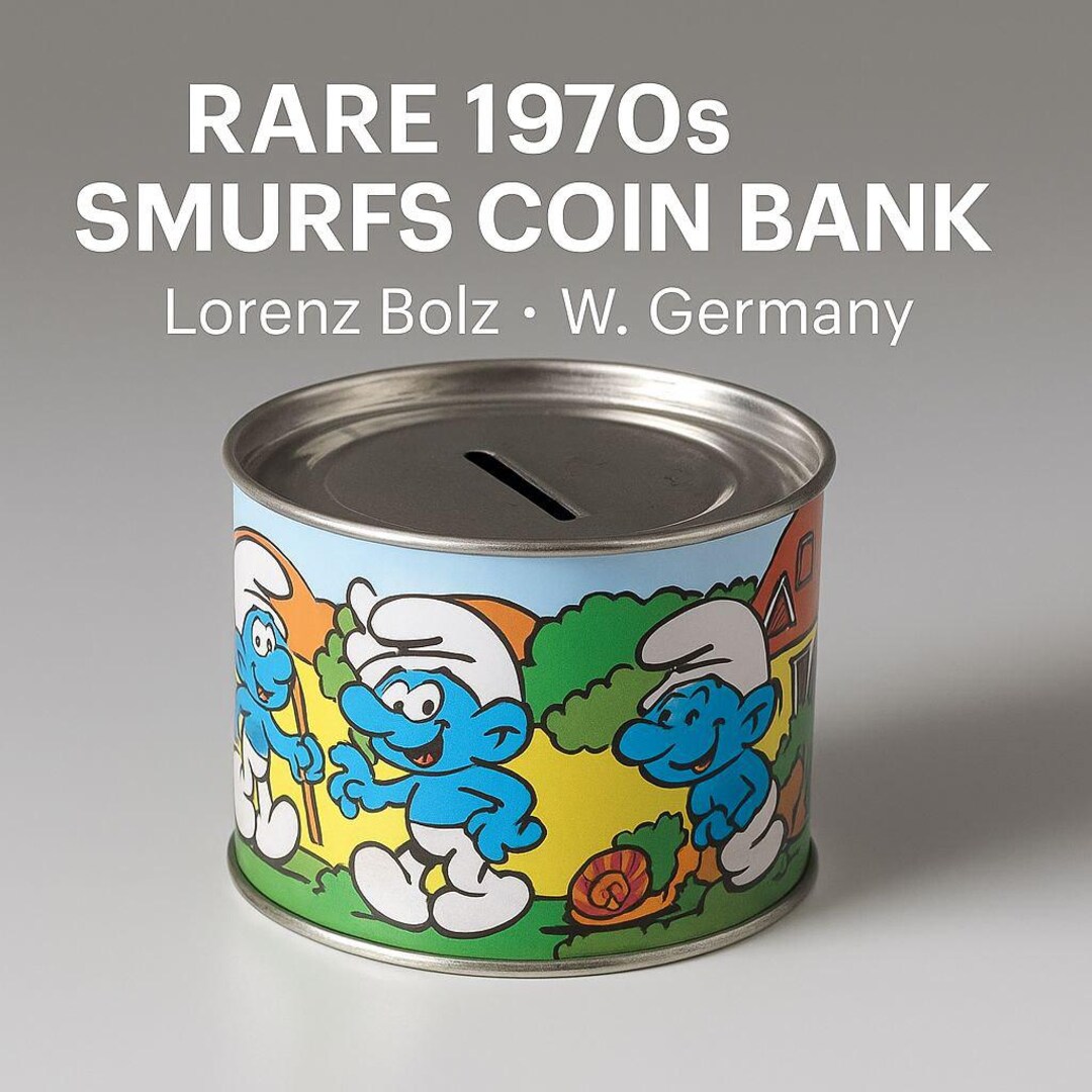 Vintage 1970s Smurfs Tin Piggy Bank: Lorenz Bolz W. Germany - Etsy