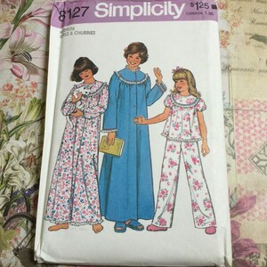 Simplicity 8127 Sewing Patterns, Uncut Vintage Girls Nightgown Pajamas ...