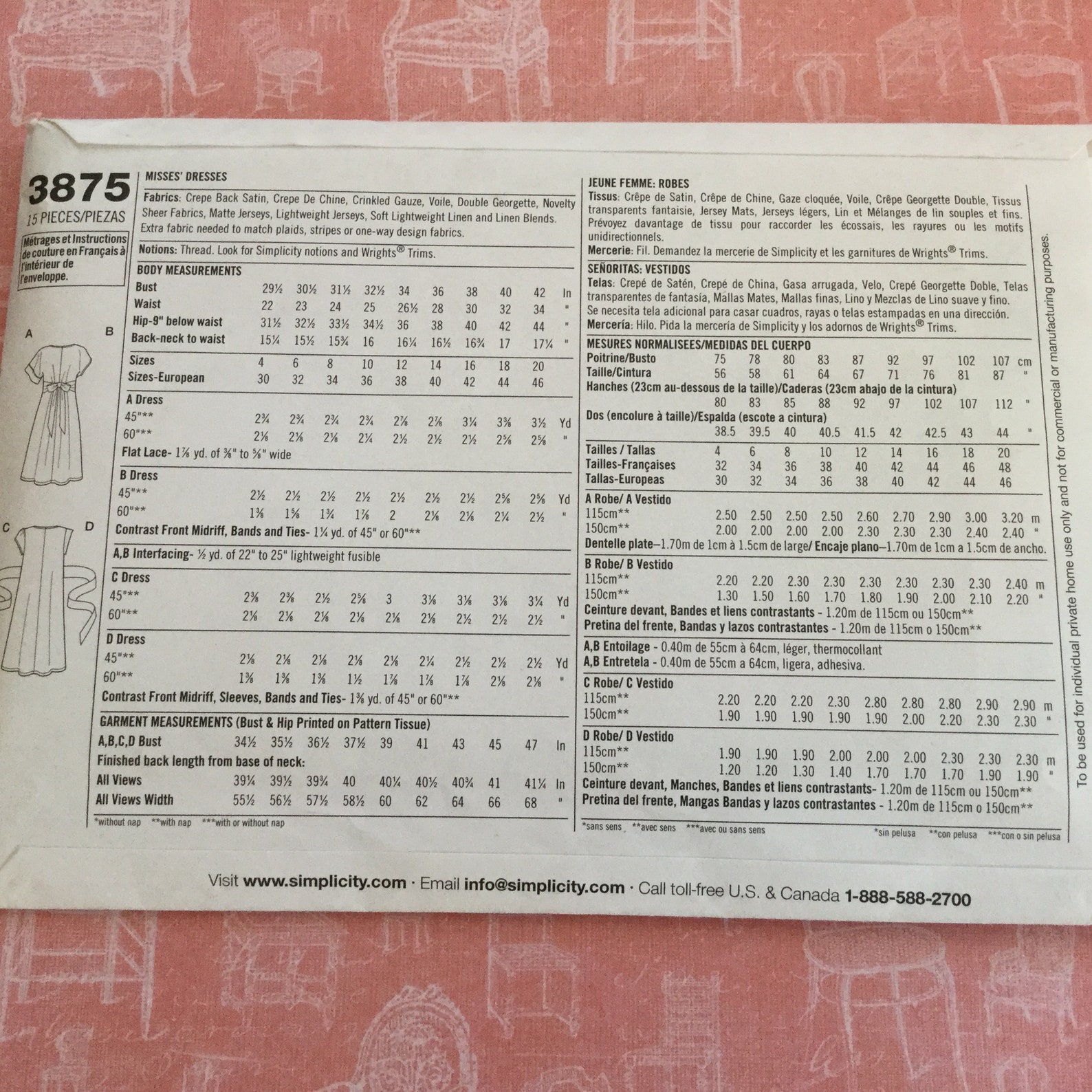 Simplicity 3875 Sewing Patterns Uncut Misses Womens Dress - Etsy