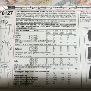 Simplicity 8127 Sewing Patterns, Uncut Vintage Girls Nightgown Pajamas ...