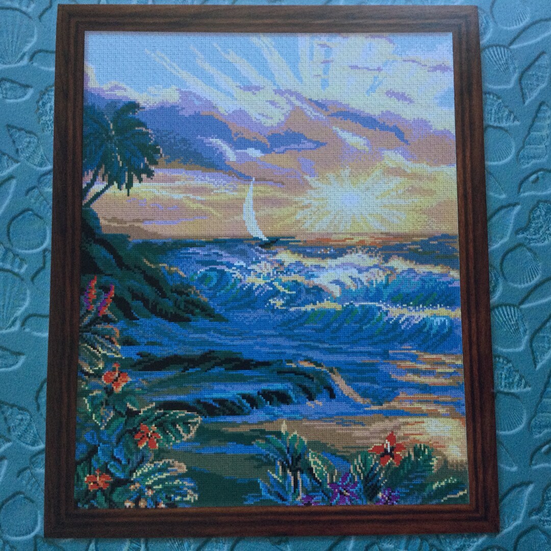 Russian Cross Stitch Pattern Tropical Paradise Beach. Russian Cross ...