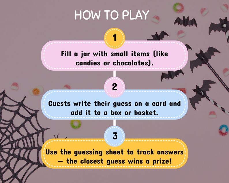 Halloween Jar Guessing Game Printable Kit | Guess How Many Candies Game ...