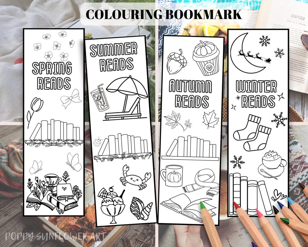 Seasonal Coloring Bookmarks: Printable Reading Challenge Activity (PDF ...