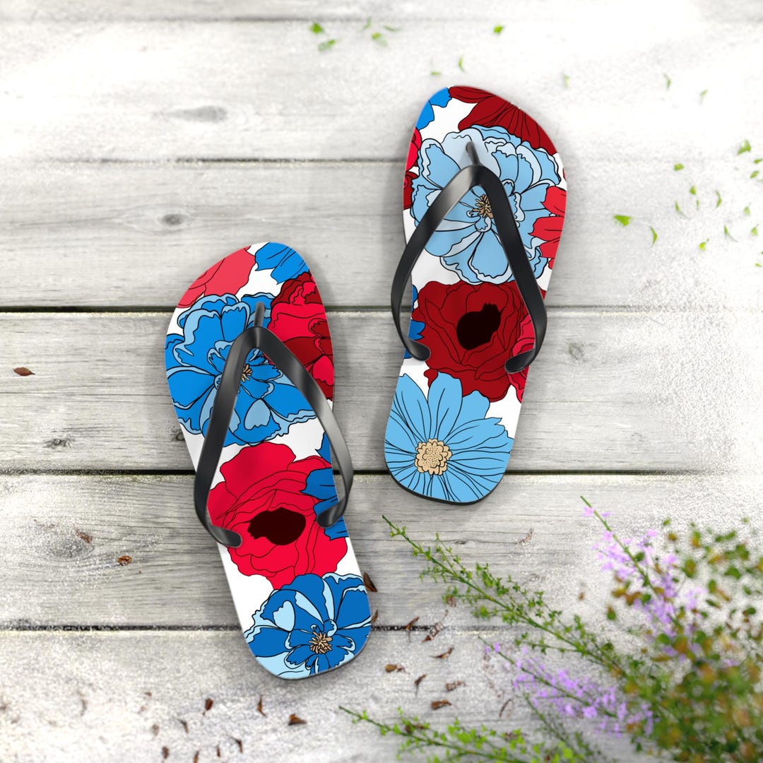 Vibrant Floral Flip Flops for Summer Fun, Beach Day Essential, Casual ...