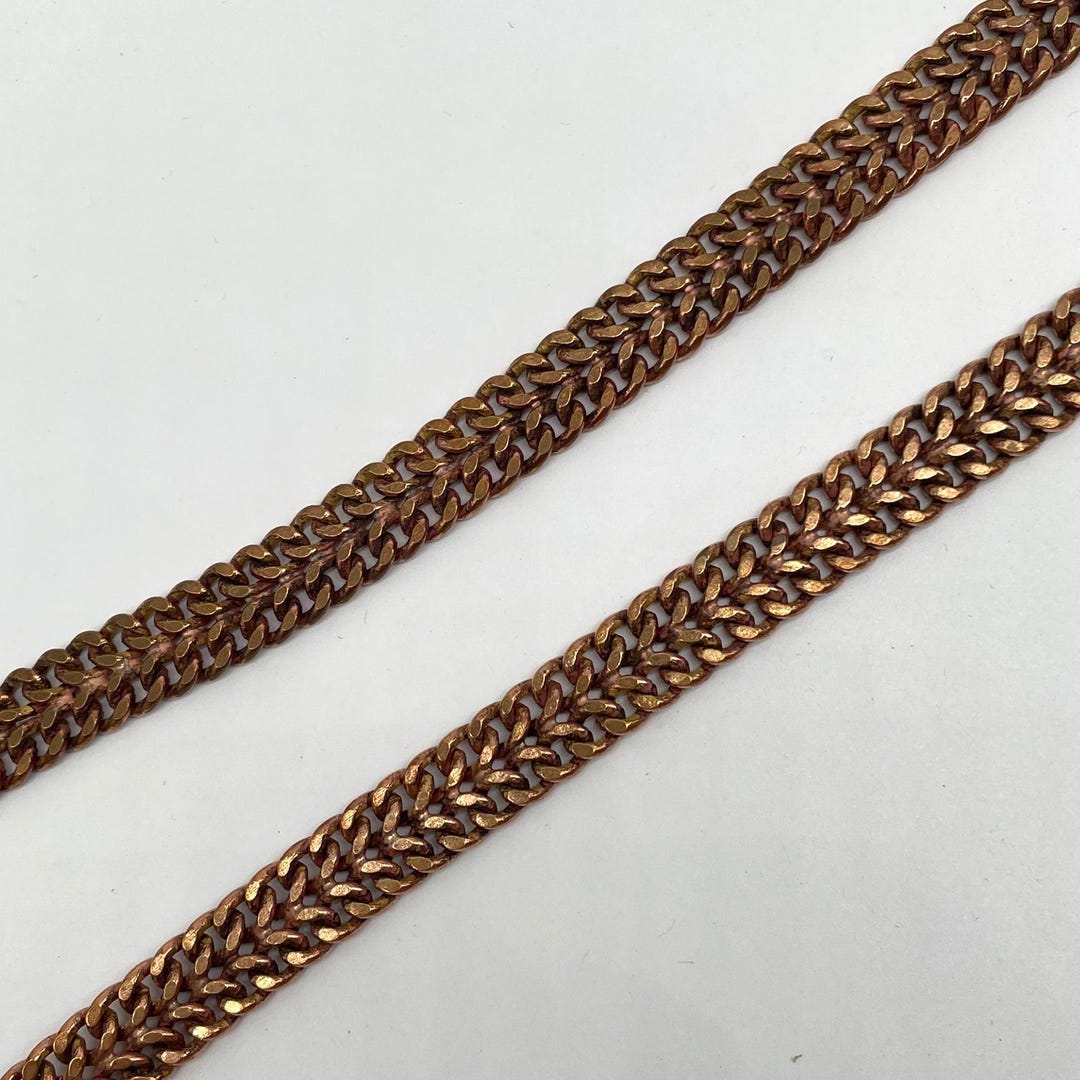11.3mm Solid Brass Double Strand Chain – Textured Weave, Vintage Gold ...