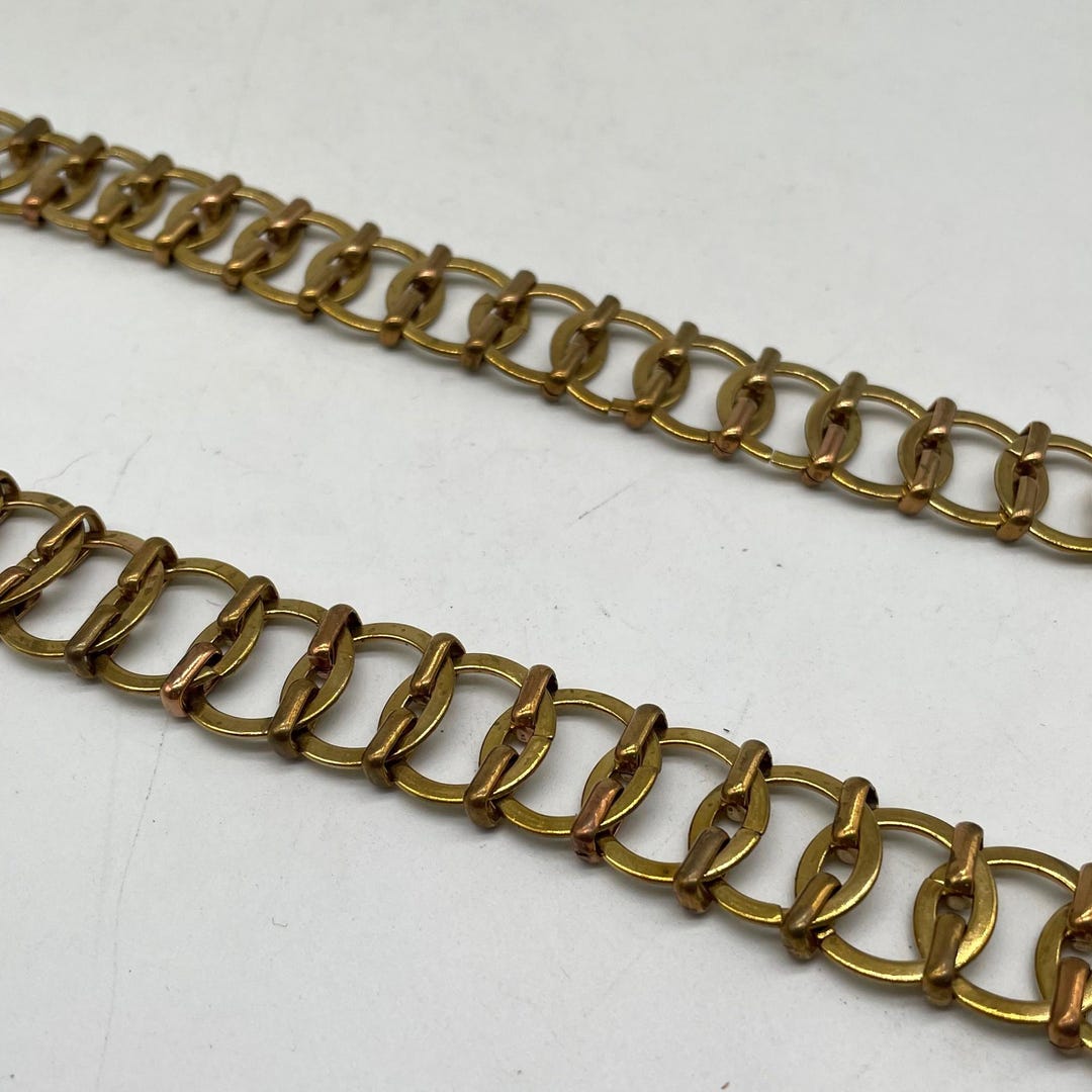 Braided Brass Chain, Antique Gold Dual Oval Link Chain for Necklace ...