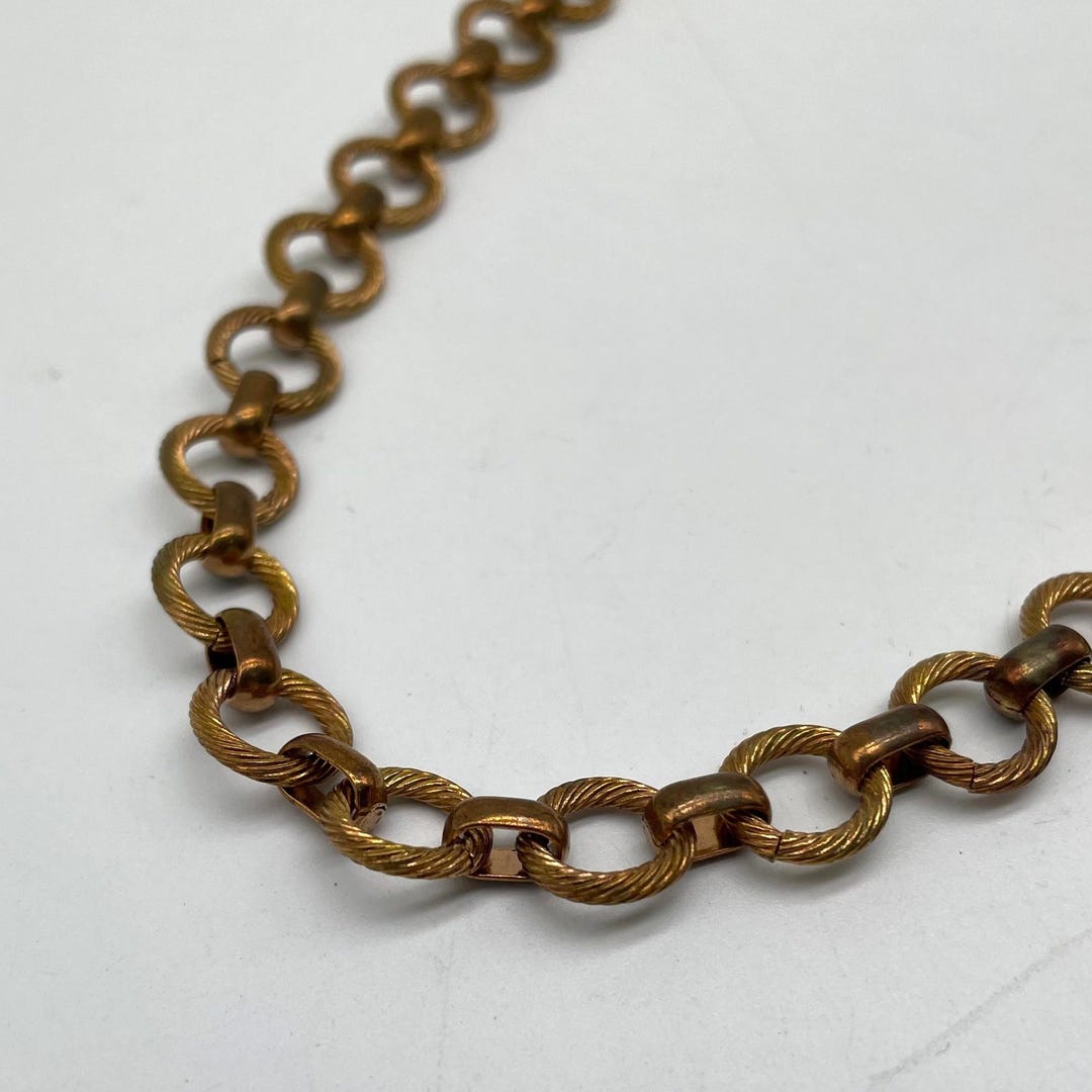 Twisted Round Link Chain in Antiqued Brass - Textured Vintage Style ...