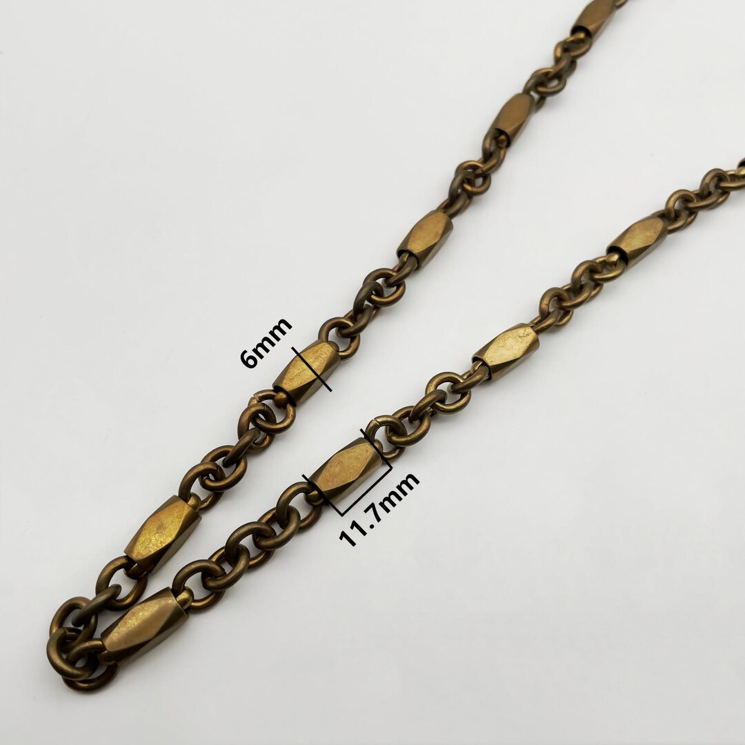 Vintage Bronze Geometric Chain - Hand-forged Matte Metal Bracelet ...