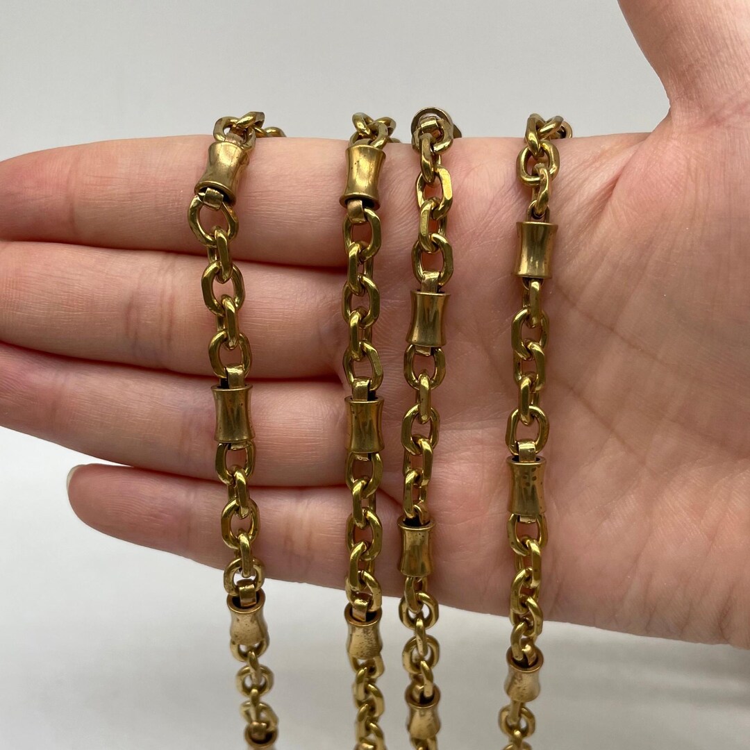 Gold Brass Tube Link Chain - Retro Jewelry Finding - Etsy