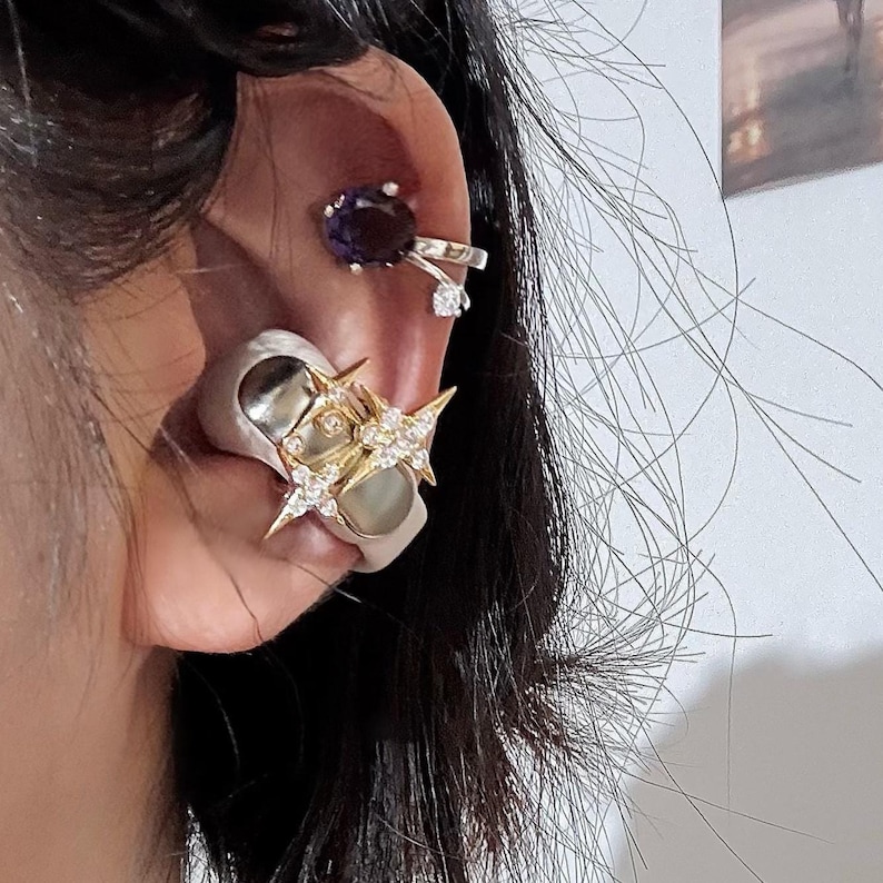 Silver and Gold Star Earbuds Diamond Jewelry for Bose Ultra Open ...