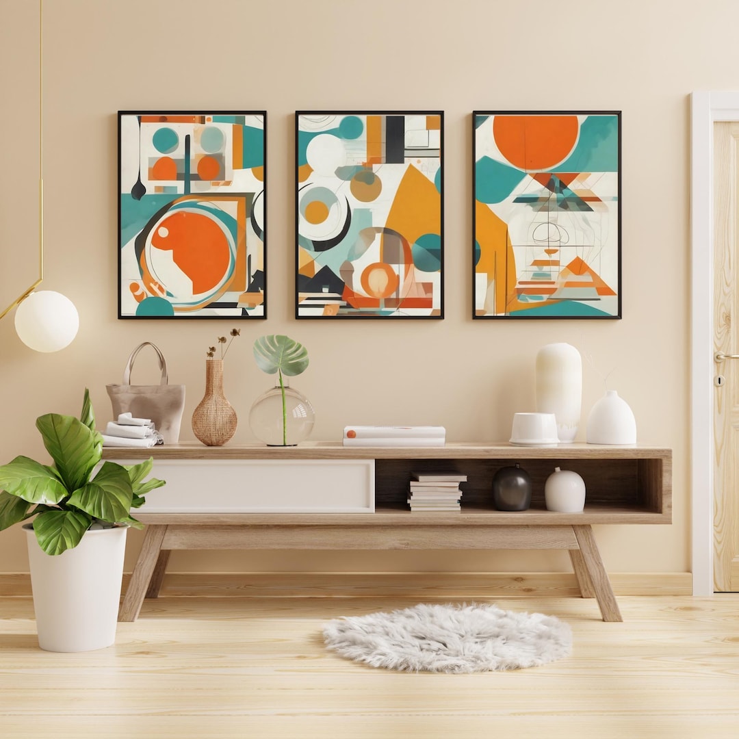 Abstract Watercolor Wall Art Set | Square + 3-piece Portrait Prints ...