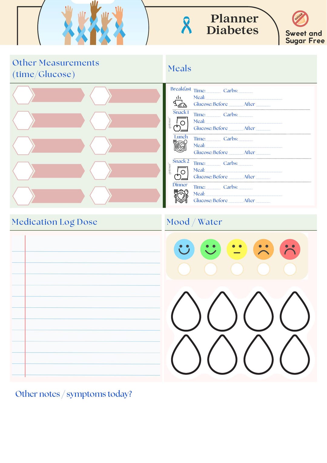 Diabetes Planner Printable PDF | Blood Sugar and Glucose Tracker ...