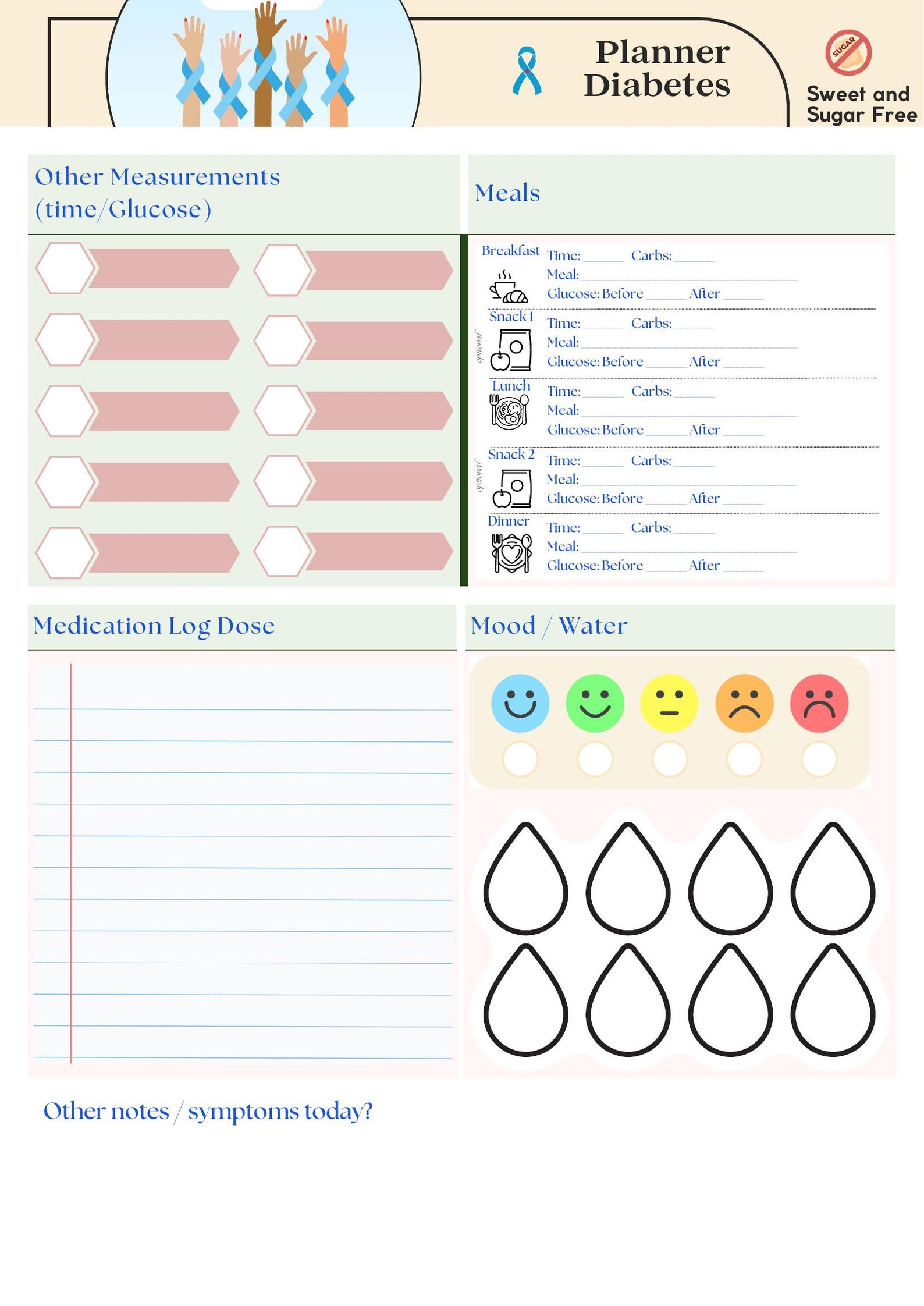 Diabetes Planner Printable PDF | Blood Sugar and Glucose Tracker ...