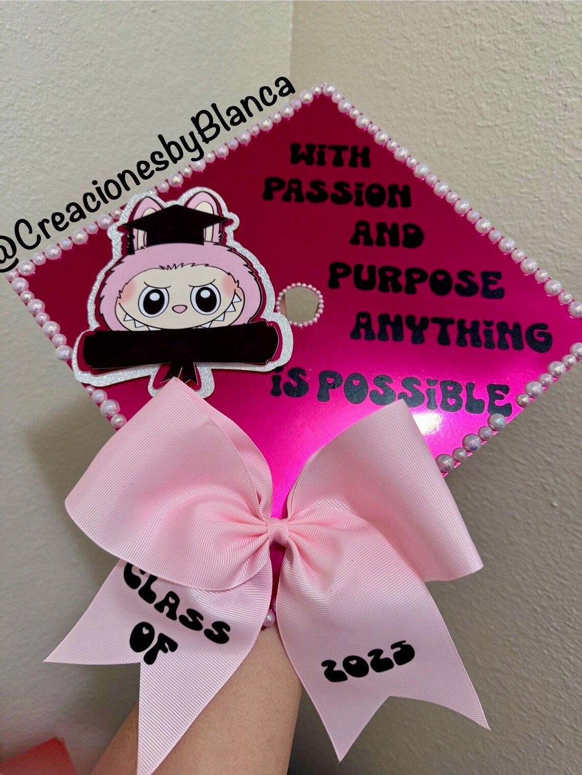 Pink Labubu Graduation Cap Topper, Labubu Rosa Birrete De Graduación ...