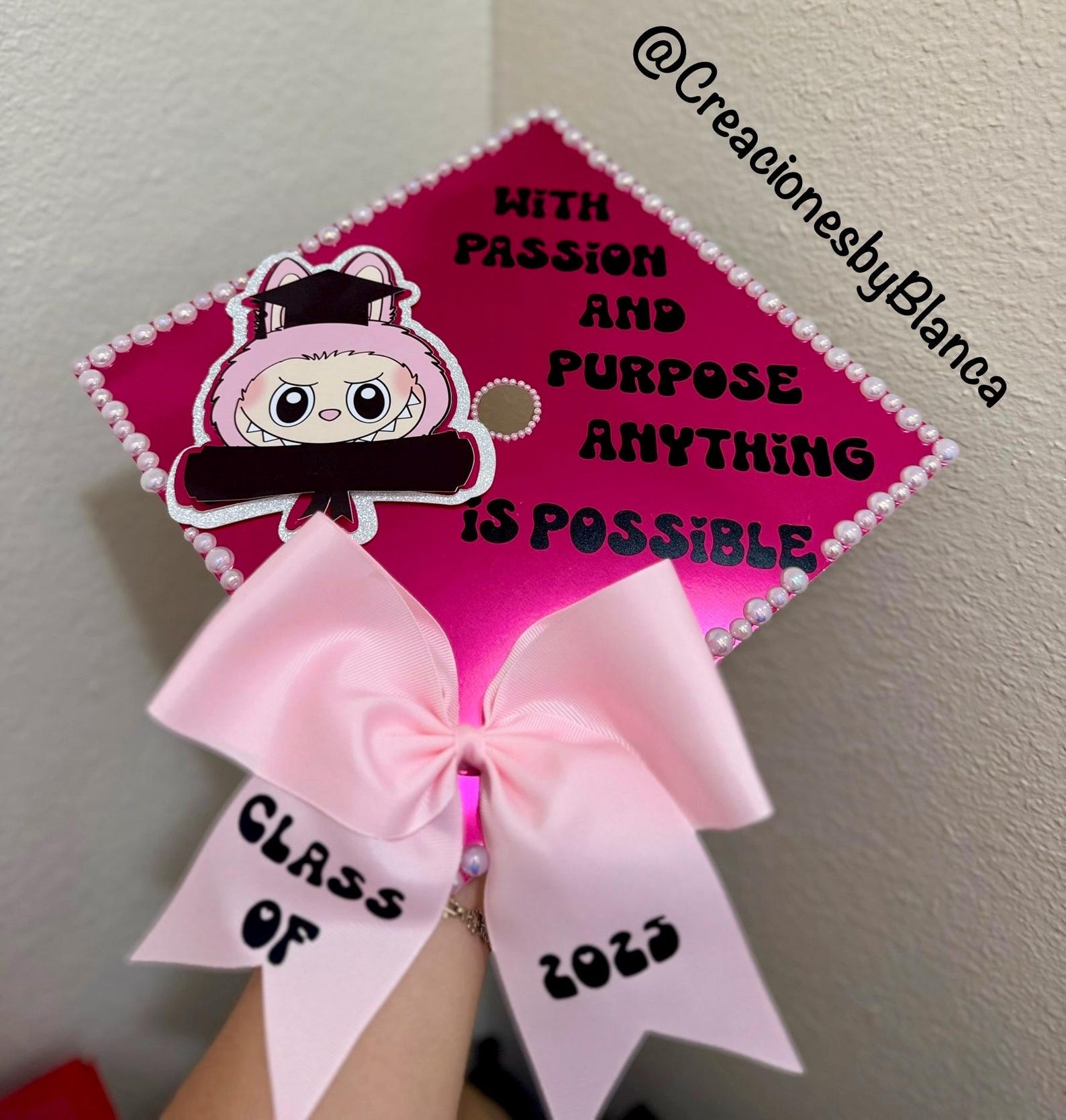 Pink Labubu Graduation Cap Topper, Labubu Rosa Birrete De Graduación ...