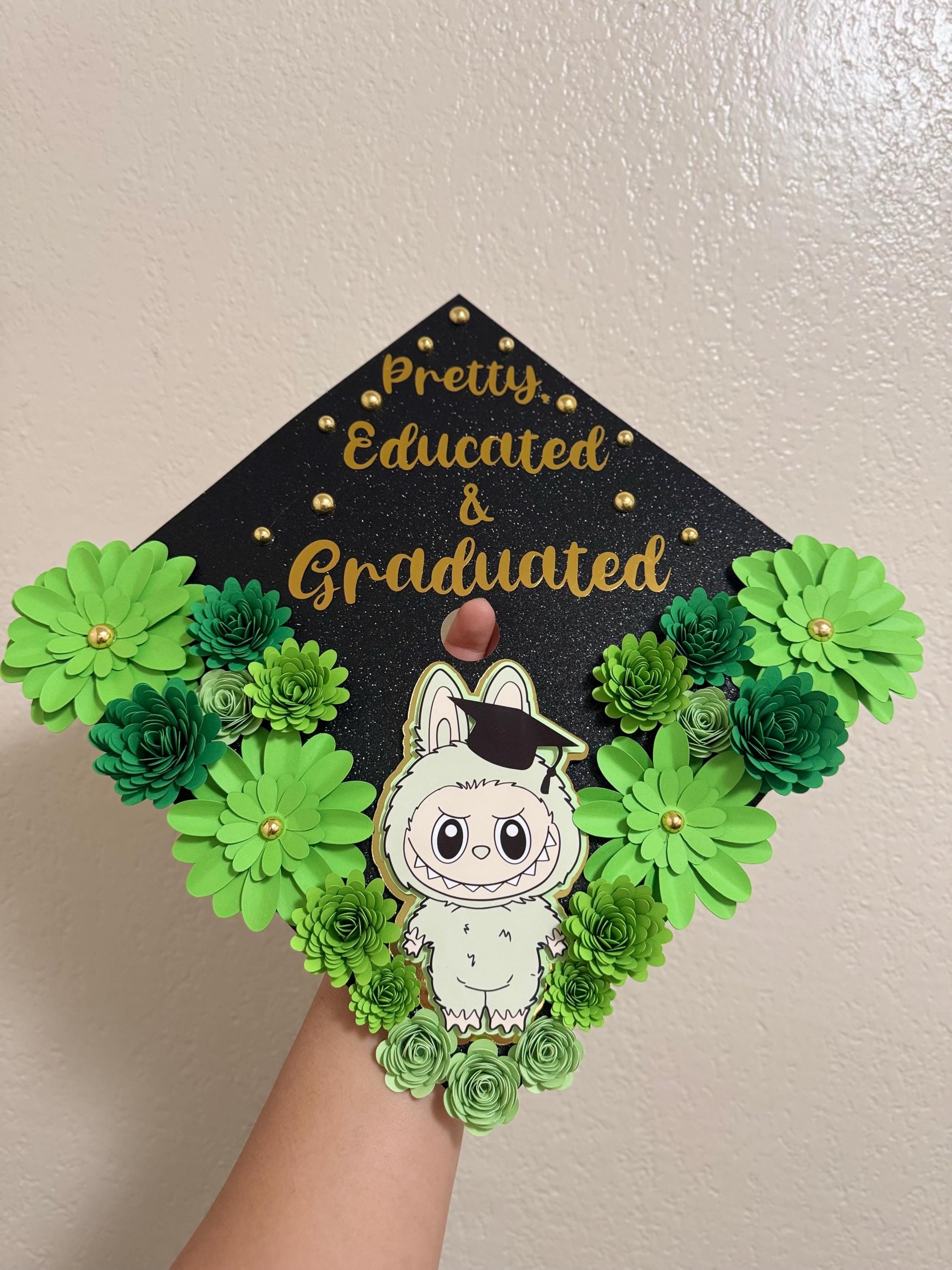 Green Labubu Graduation Cap Topper, Labubu Verde Birrete De Graduación ...