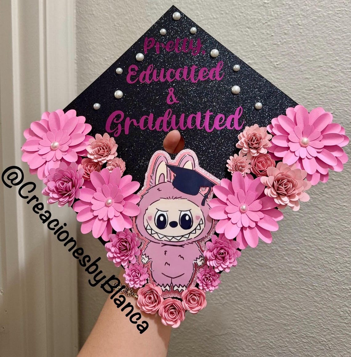 Pink Labubu Graduation Cap Topper, Labubu Rosa Birrete De Graduación ...