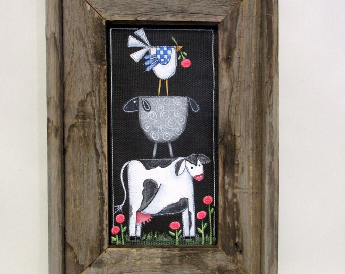 Stack of Folk Art Animals Cow Sheep Chicken Flowers - Etsy
