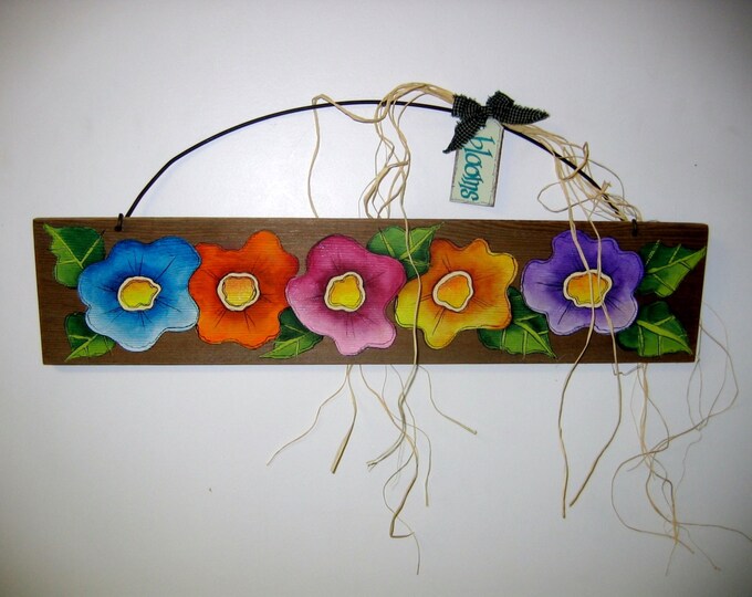 Colorful and Bright Flowers, Painted on Barn Wood, Rustic and Primitive ...