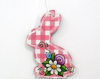 Welcome Spring Sign Pink and Black Bunny Flowers Easter | Etsy