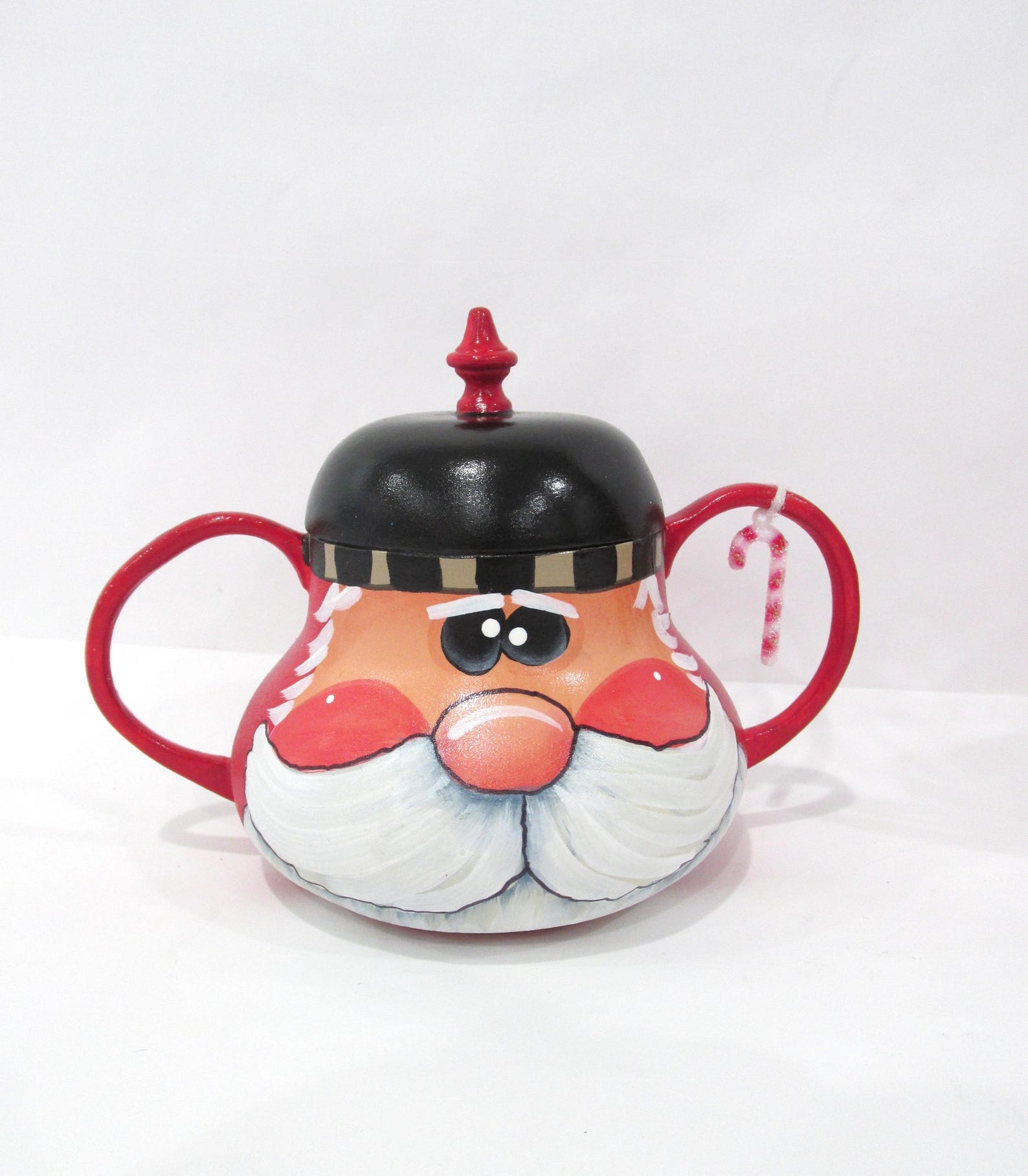 HO HO HO, Santa Claus, Santa Face, Candy Cane, Vintage Sugar Holder ...
