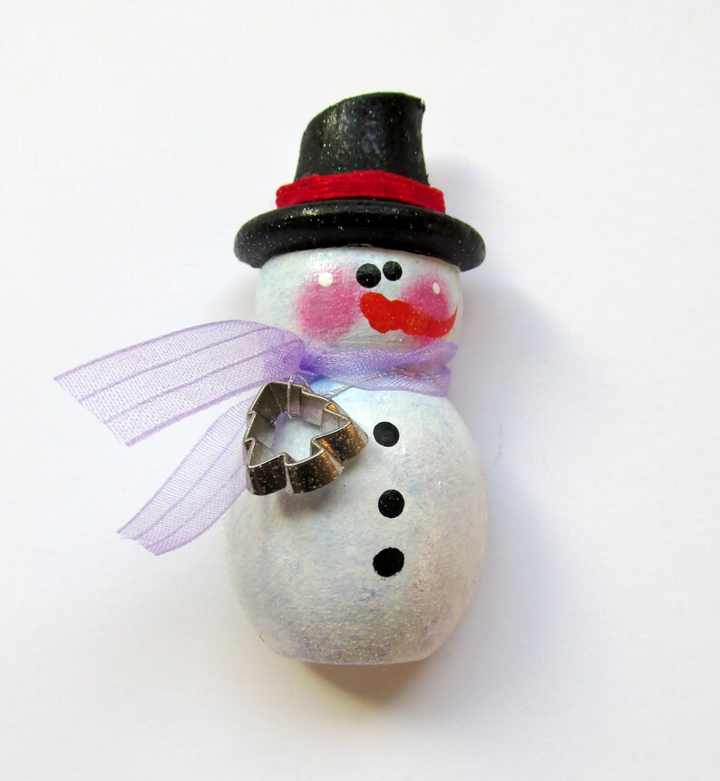 Snowman Magnet Black Hat Winter Magnet Christmas Magnet | Etsy