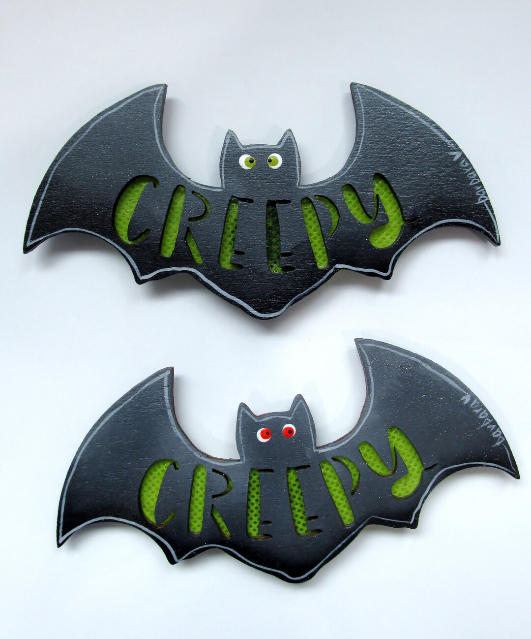 Creepy Magnet, Bat Magnet, Halloween, CREEPY Wording, Green or Orange ...