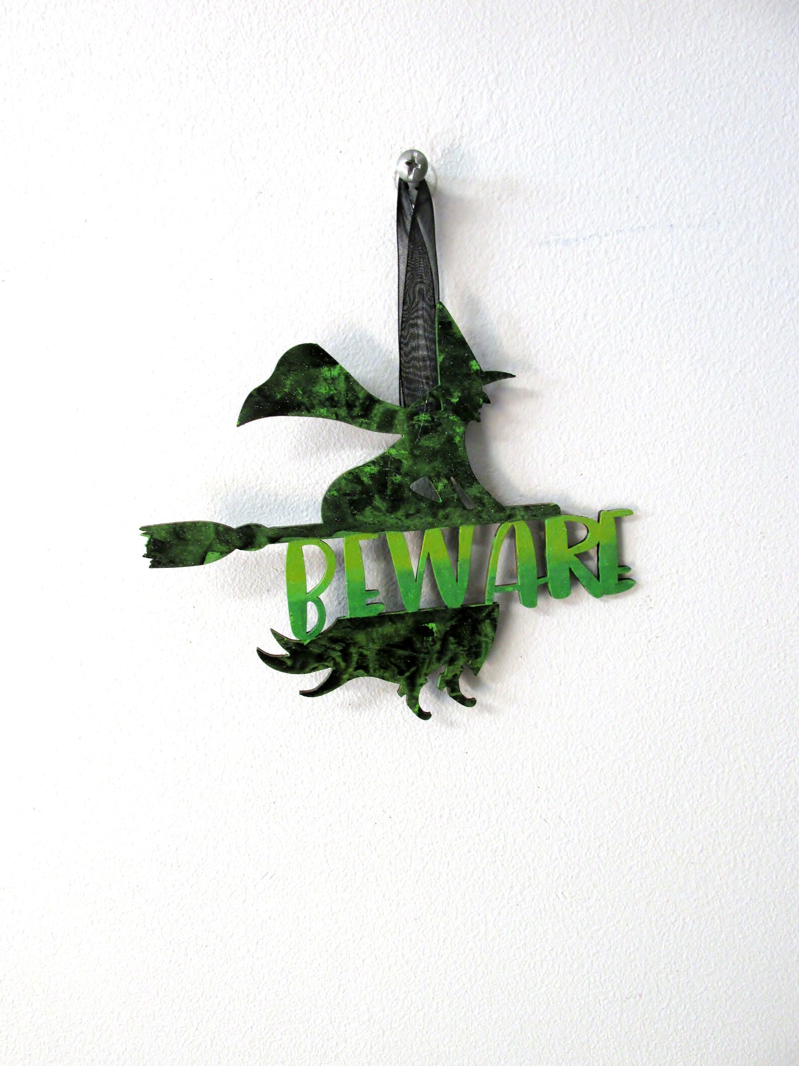 BEWARE Witch Sign Small Sign Halloween Sign Flying Witch | Etsy