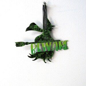 BEWARE Witch Sign, Small Sign, Halloween Sign, Flying Witch, Hanging ...