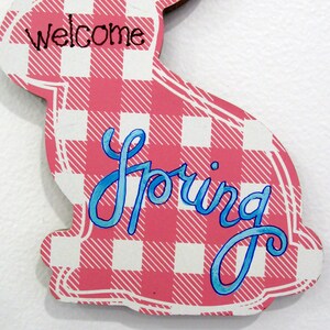 Welcome Spring Sign, Pink and Black Bunny, Flowers, Easter, Spring ...