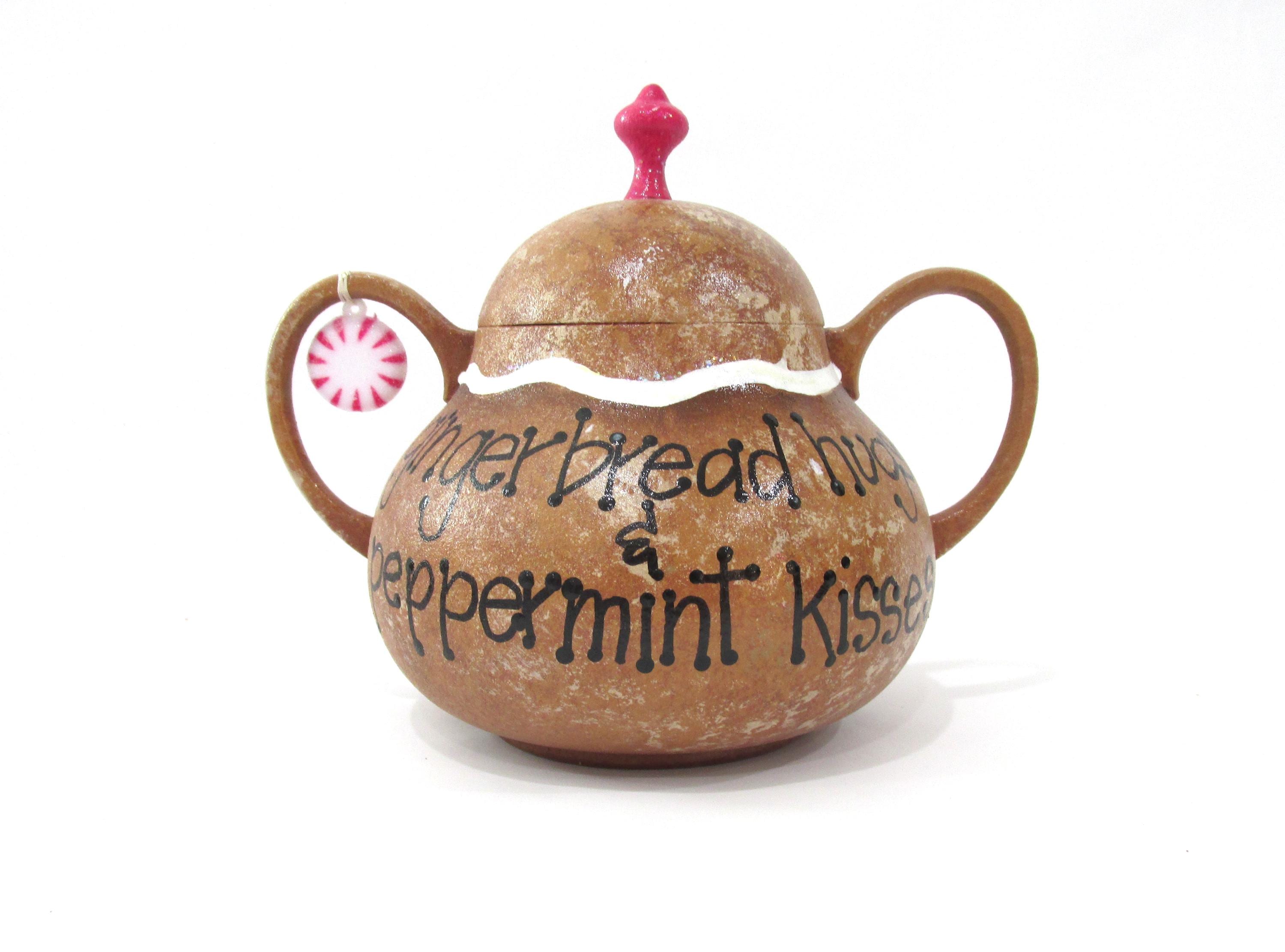 Vintage Sugar Pot, Hand Painted, Gingerbread Man, Smiling Face ...