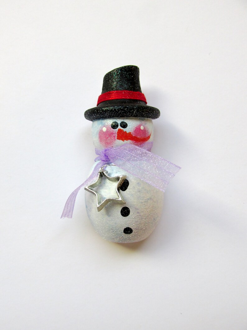 Snowman Magnet Black Hat Winter Magnet Christmas Magnet | Etsy