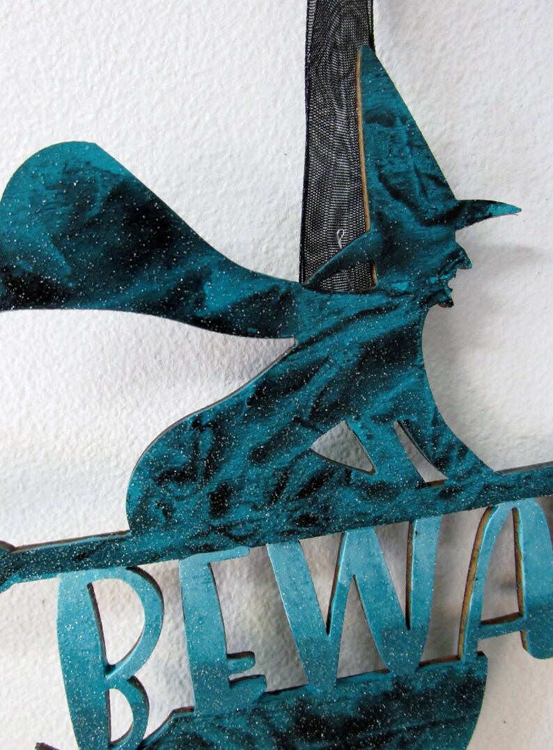 BEWARE Witch Sign Small Sign Halloween Sign Flying Witch | Etsy