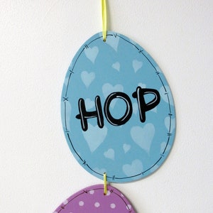 Easter Egg Sign, Hop on in Sign, Welcome Sign, Wood Eggs, Bunny ...