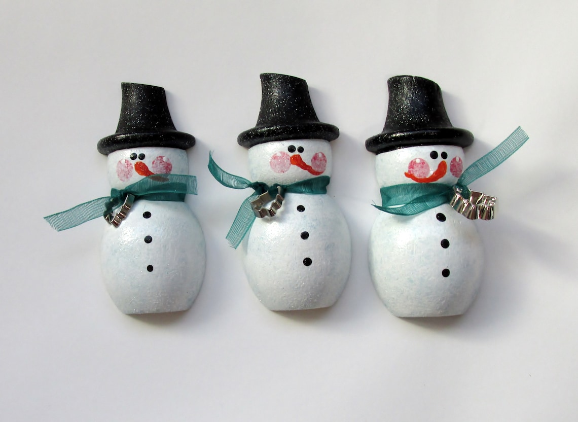 Snowman Magnet Black Hat Winter Magnet Christmas Magnet - Etsy