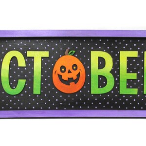 Halloween OCTOBER Sign, October Wording, Orange Pumpkin, Wood Sign ...