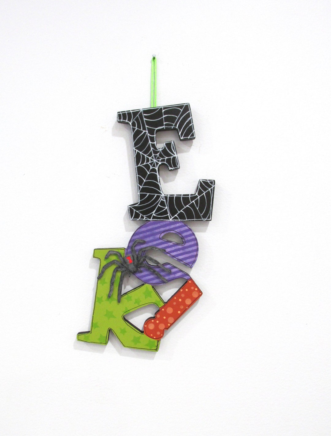 EEK Sign, Halloween Sign, Spiders, Hanging Shaped Wood, Tole or Hand ...