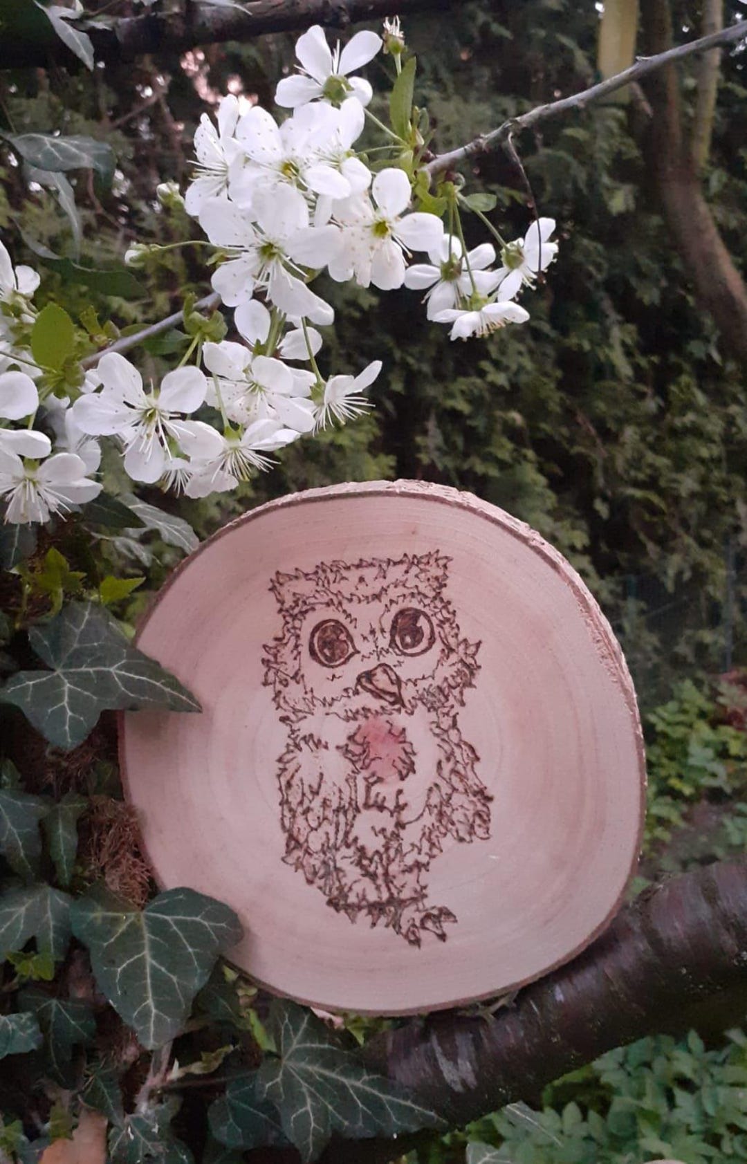 Pyrography on a Natural Wood Slice, Handmade With a Creative Design ...