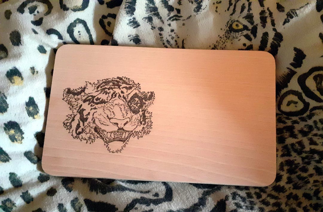 Cool Horror Design Tiger-lion on a Snack Board With Pyrography Handmade ...