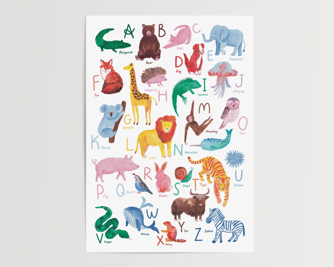 A-Z Animal Alphabet Print | A3 A4 A5 Size | Nursery Art | Kids Room ...