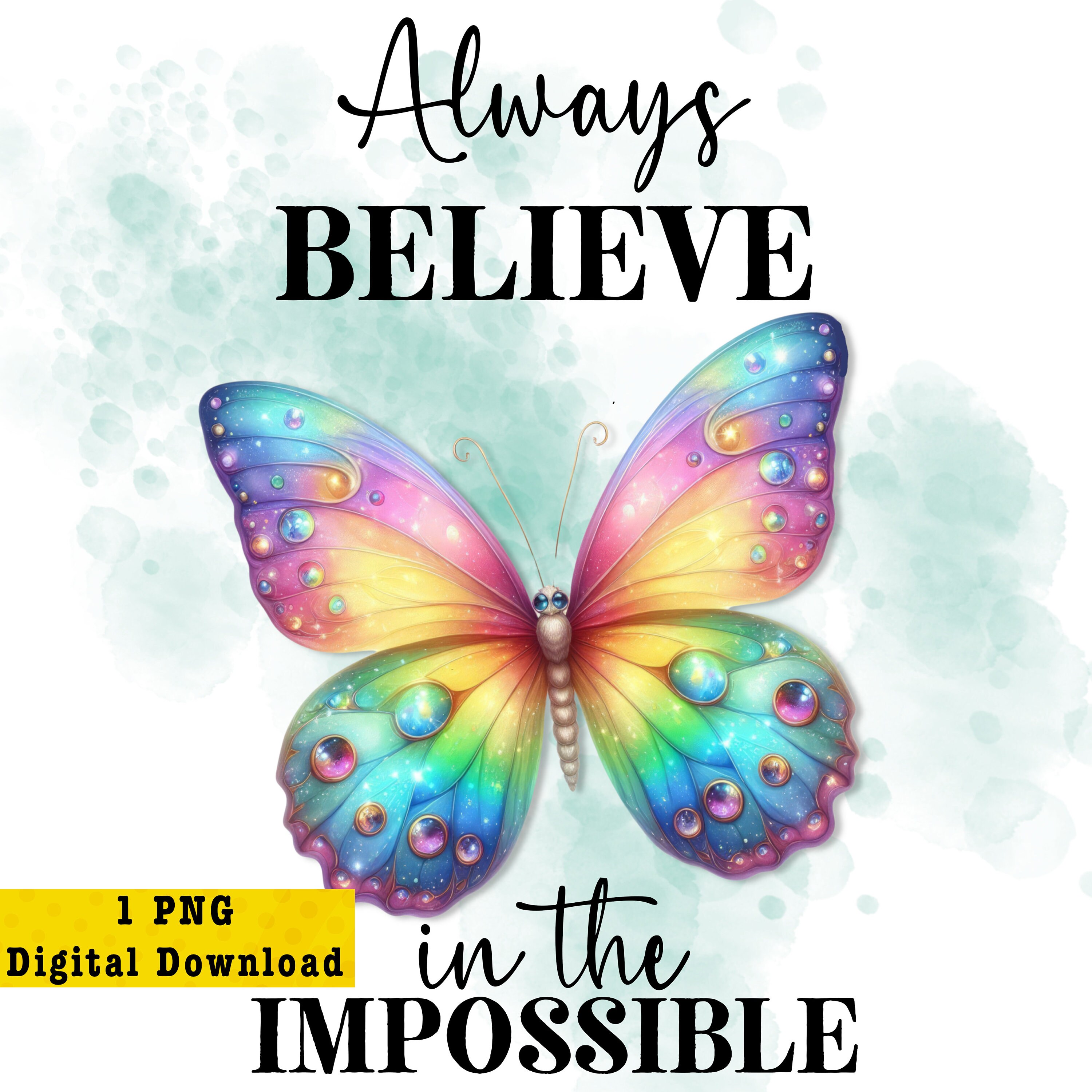 Digital Download PNG Transparent Background Butterfly Always Believe in ...