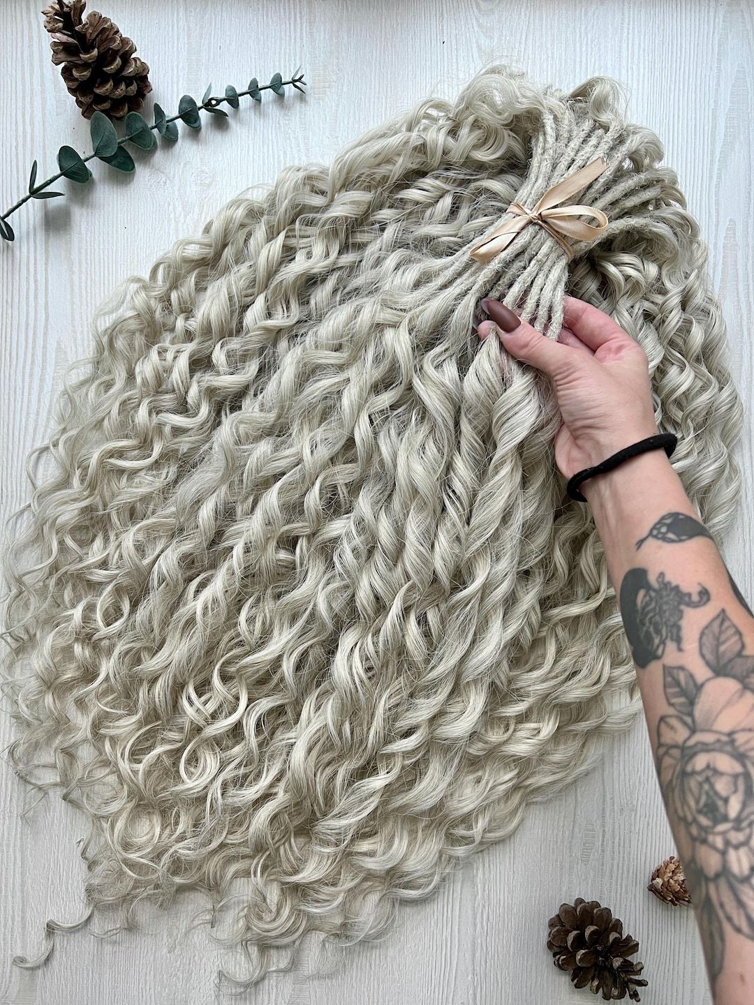 Ash Blonde Curly Dreadlocks, Synthetic DE Dreads, Waved Volume Hair ...
