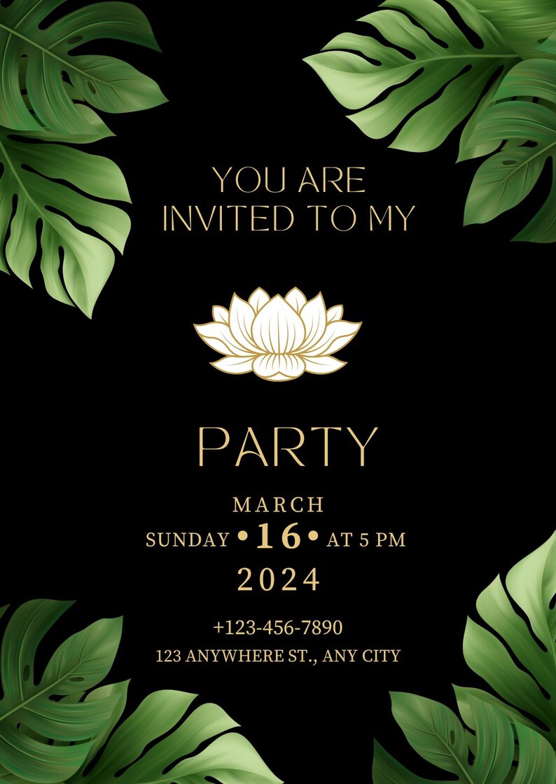 White Lotus Party Invitation - Etsy