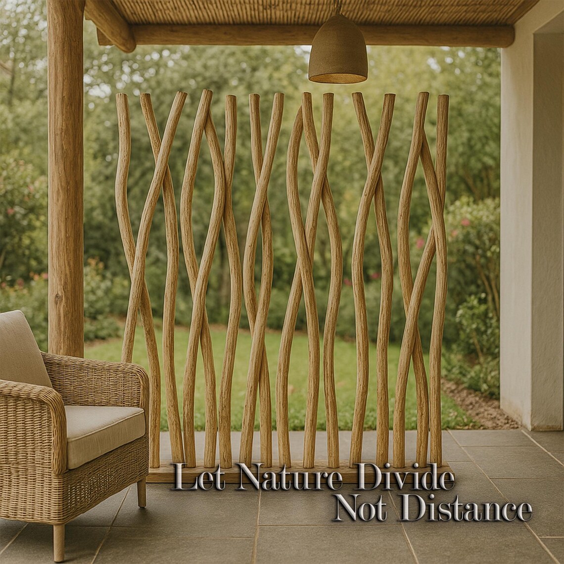 Handmade Tree Branch Privacy Screen Rustic Outdoor Partition - Etsy