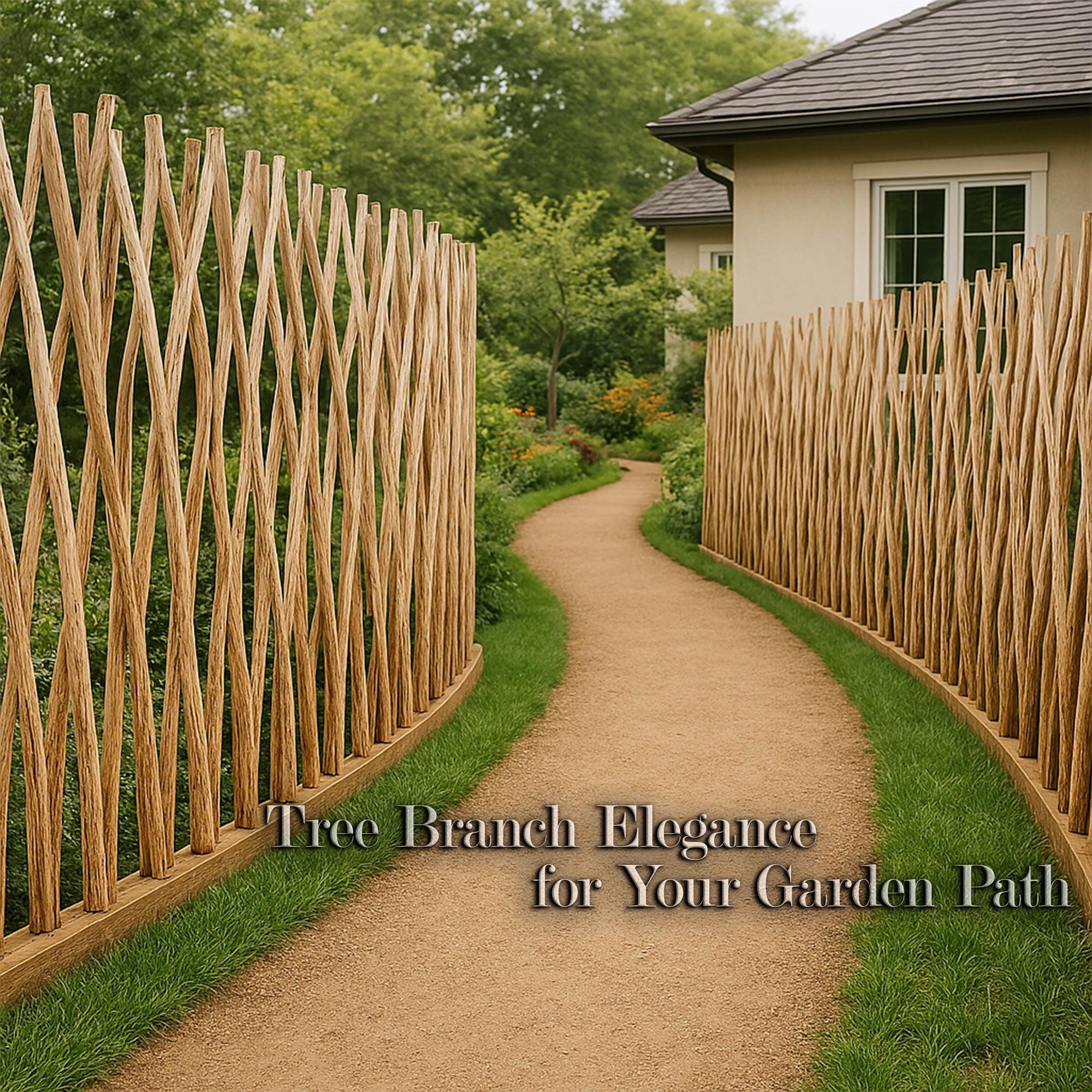 Garden Divider – Tree Branch Wall Art, Rustic Natural Panel for Outdoor ...