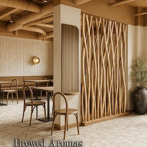 Cafe Decorations – Tree Branch Divider, Rustic Wall Art for Coffee Shop ...