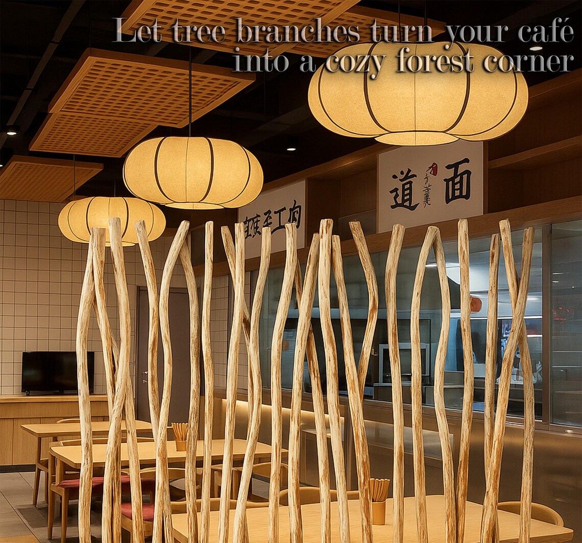 Cafe Decorations – Tree Branch Divider, Rustic Wall Art for Coffee Shop ...