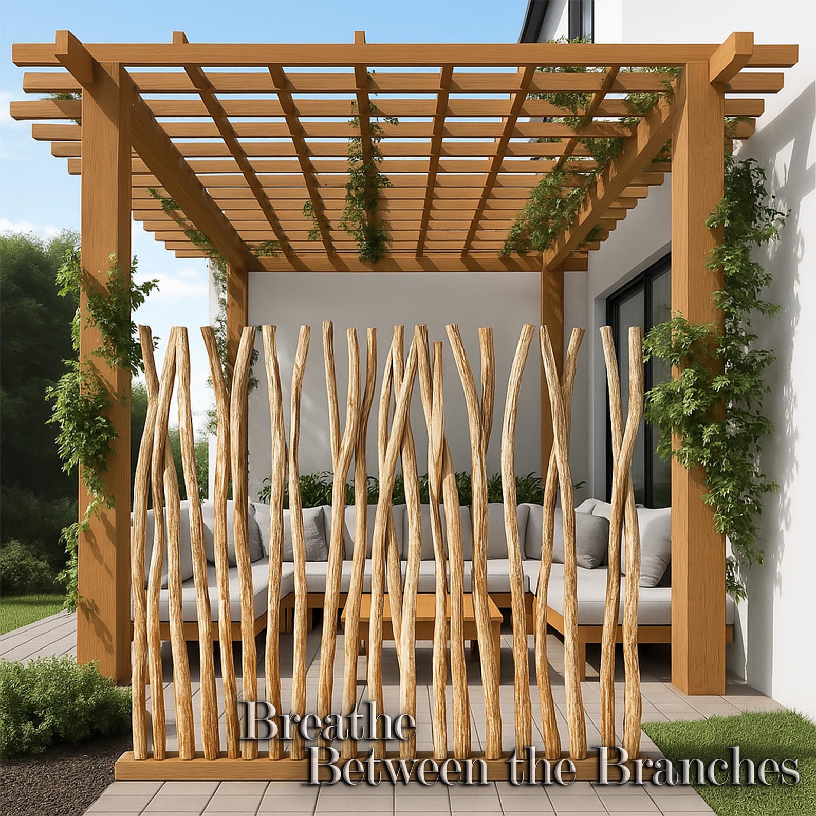 Handmade Tree Branch Privacy Screen Rustic Outdoor Partition - Etsy